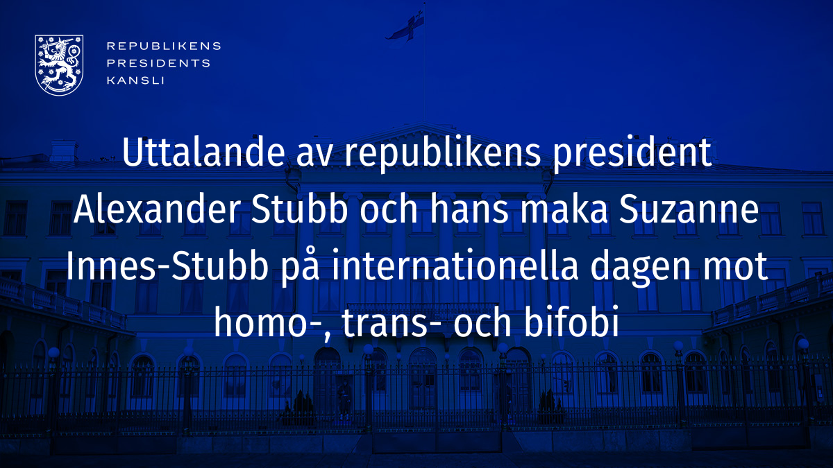 Uttalande av republikens president Alexander Stubb och hans maka Suzanne Innes-Stubb på ...