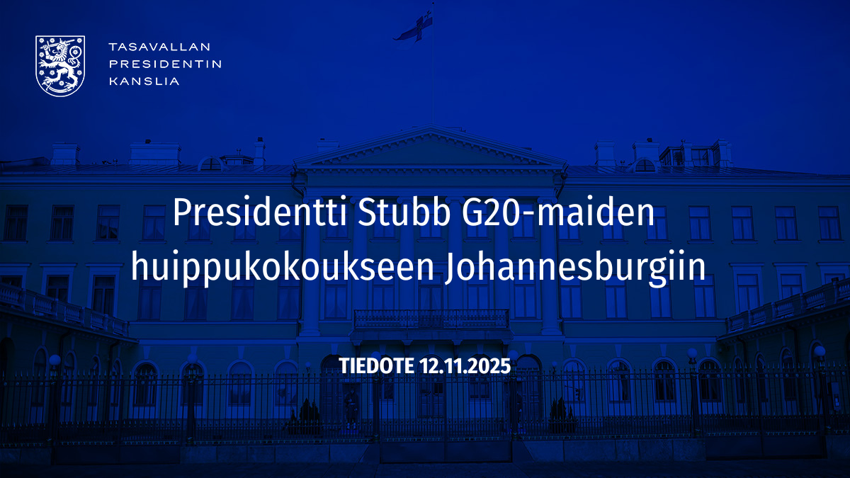 Presidentti Stubb G20-maiden huippukokoukseen Johannesburgiin - Presidentti